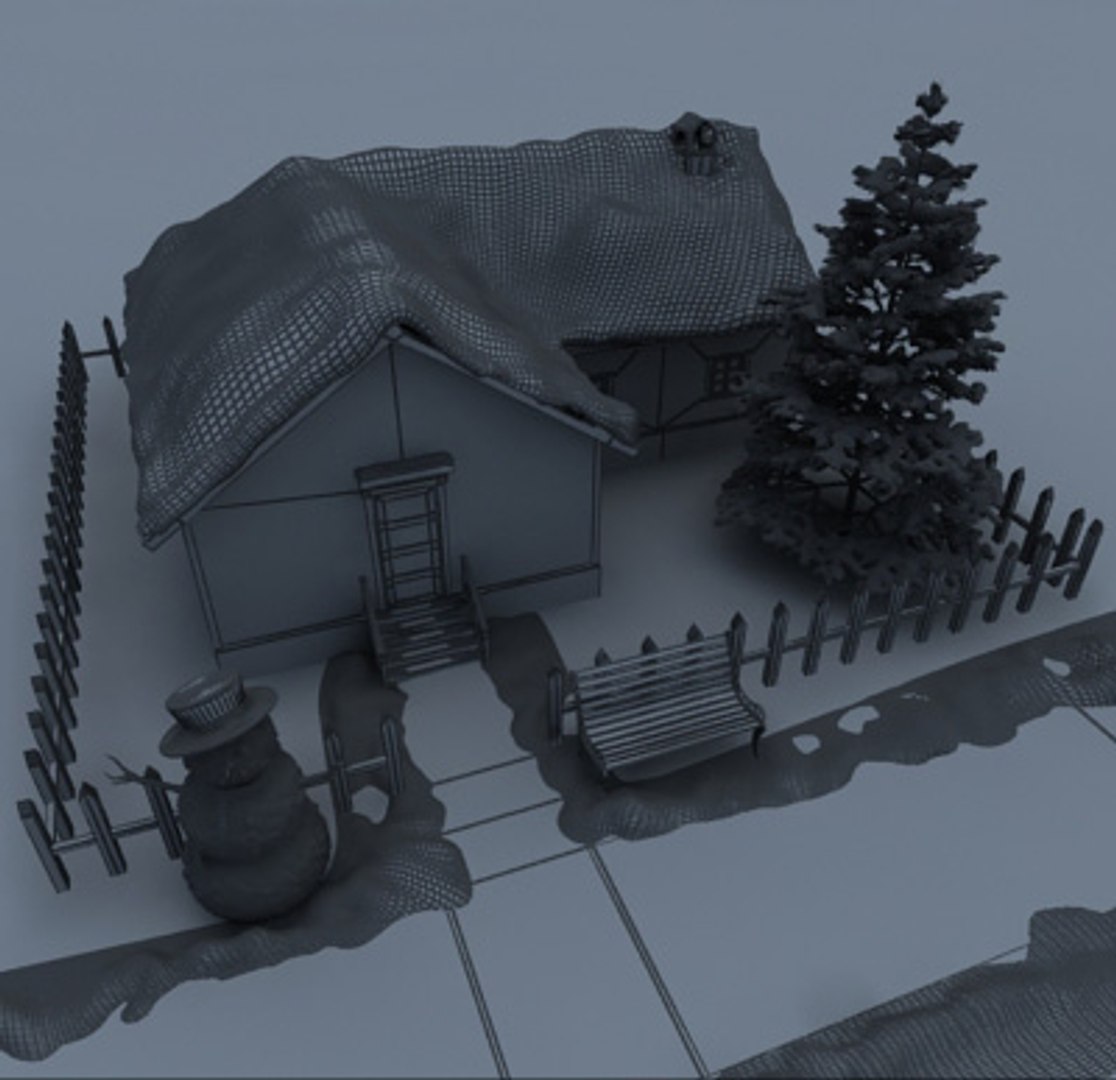 3d snow house scene model
