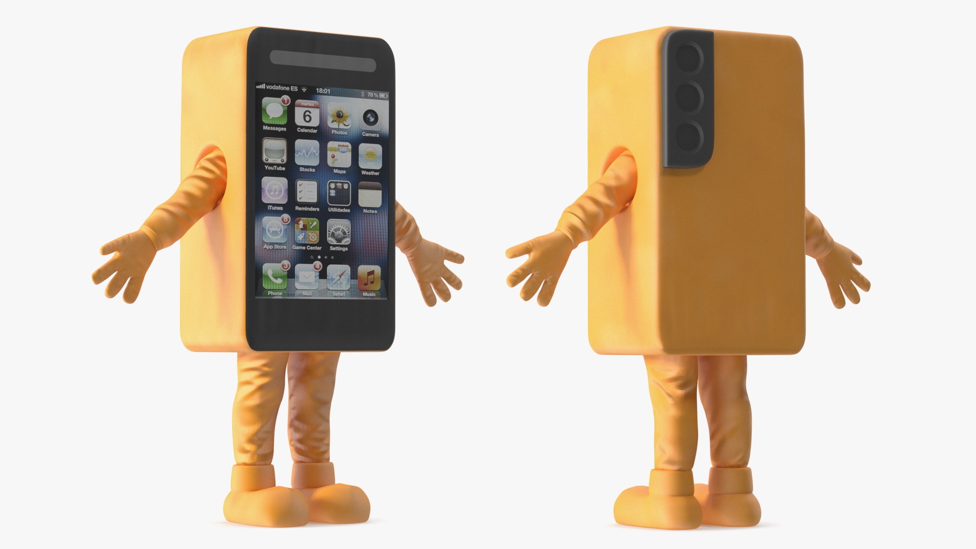 3D Advertising Costume Mobile Phone Orange Rigged - TurboSquid 2059685