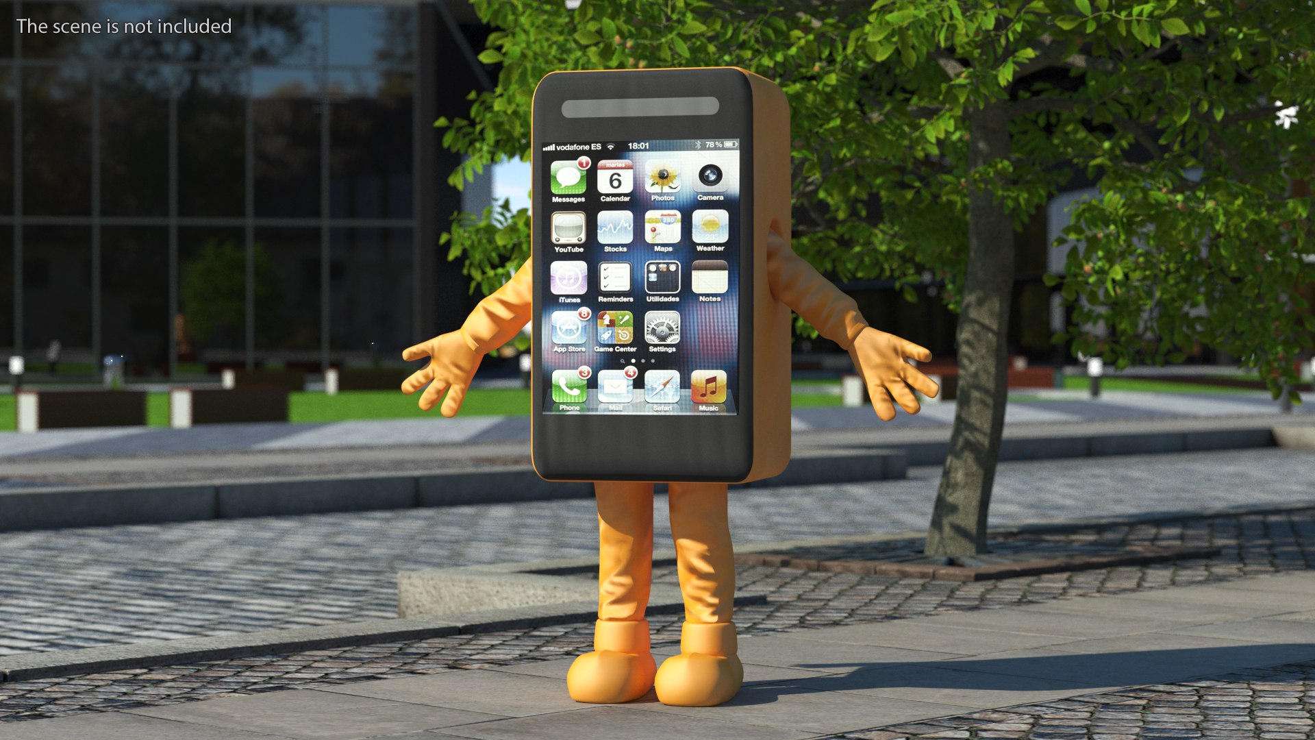3D Advertising Costume Mobile Phone Orange Rigged - TurboSquid 2059685