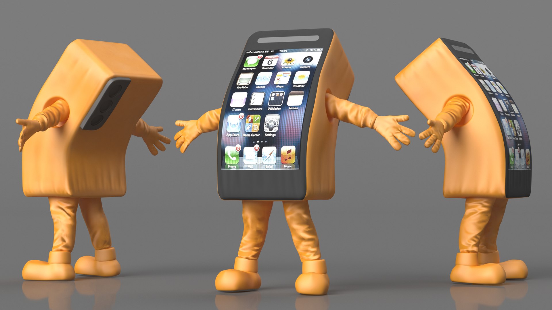 3D Advertising Costume Mobile Phone Orange Rigged - TurboSquid 2059685