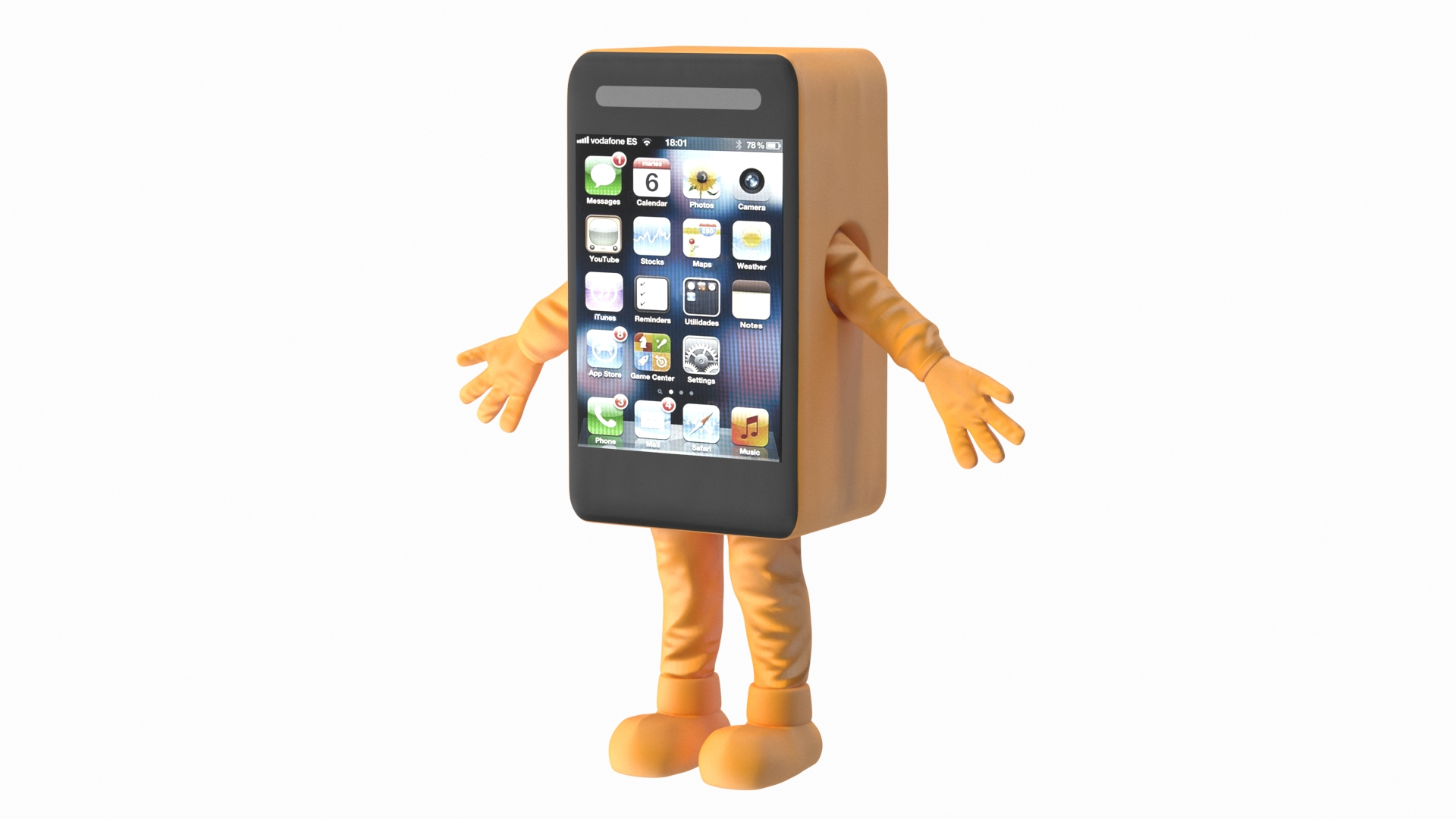 3D Advertising Costume Mobile Phone Orange Rigged - TurboSquid 2059685