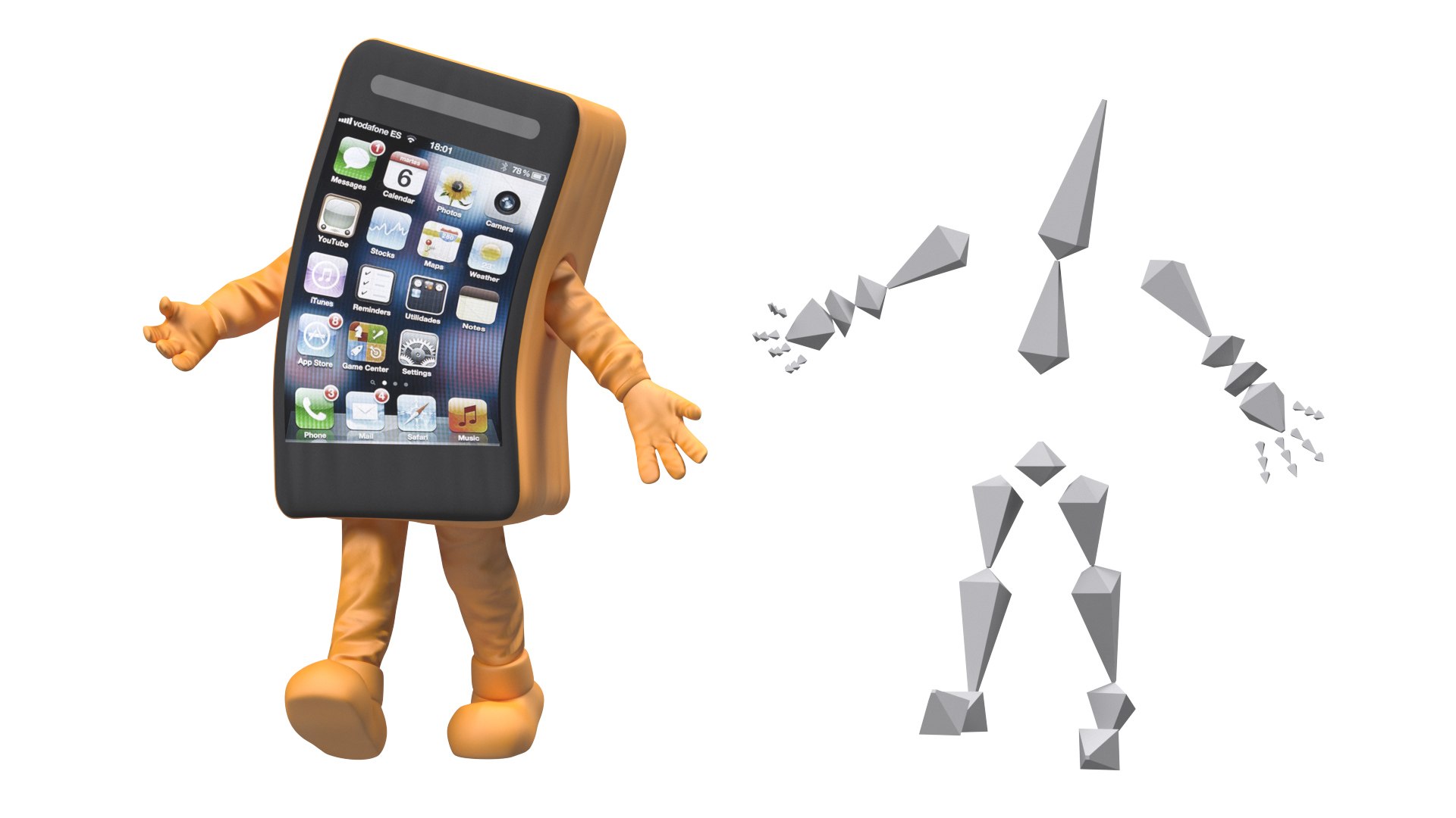 3D Advertising Costume Mobile Phone Orange Rigged - TurboSquid 2059685