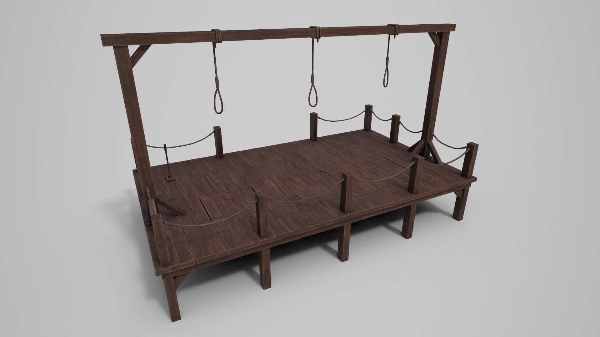 Medieval Triple Gallows Model - TurboSquid 1758513