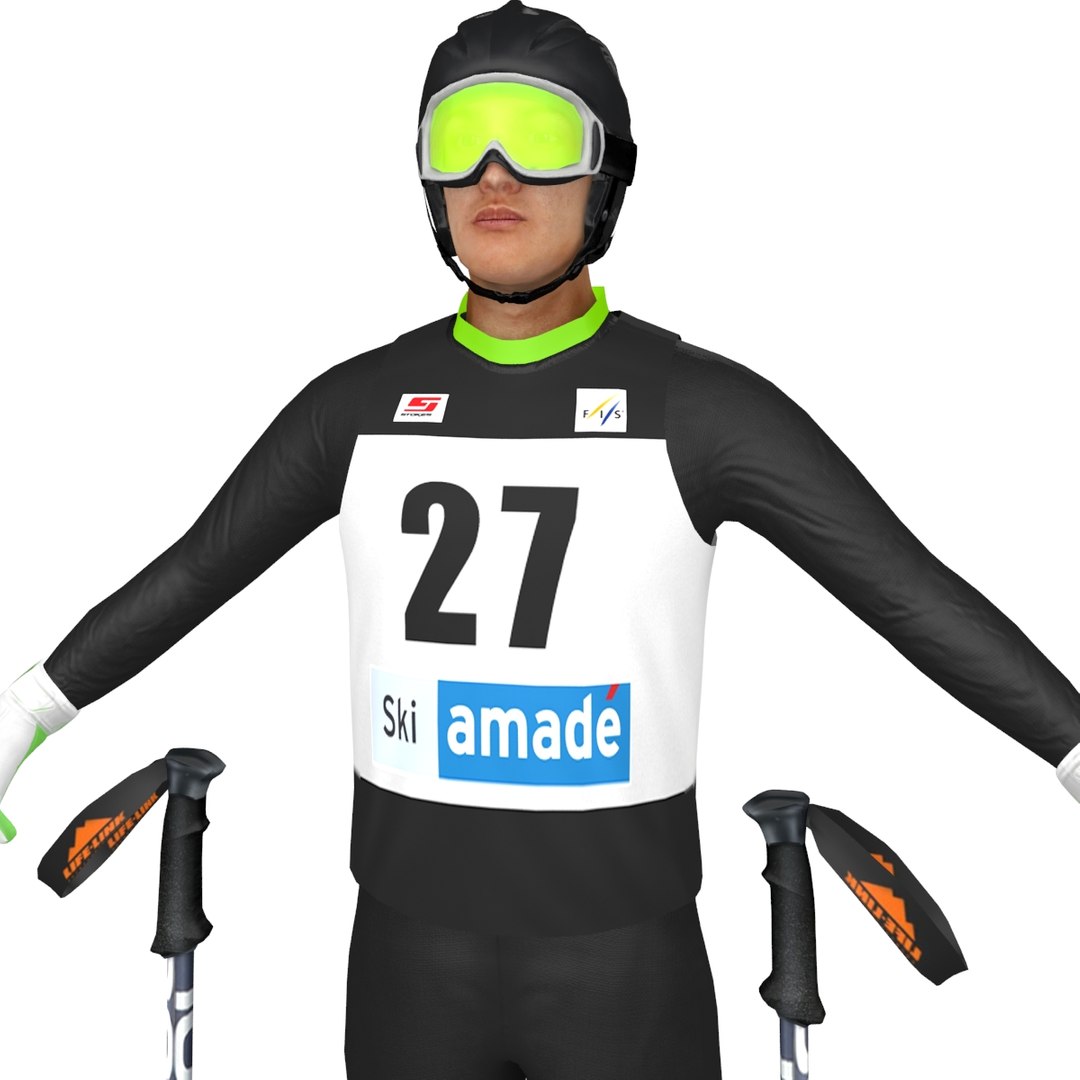3D rigged skier ski model - TurboSquid 1342301