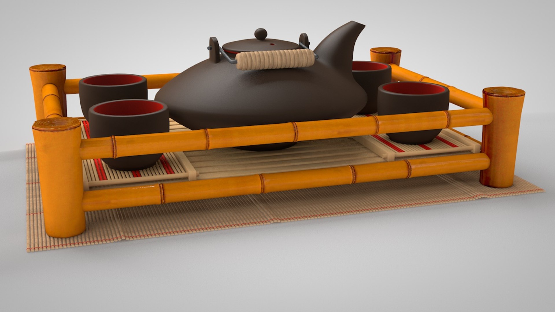 3d Set Tea Ceremony Model