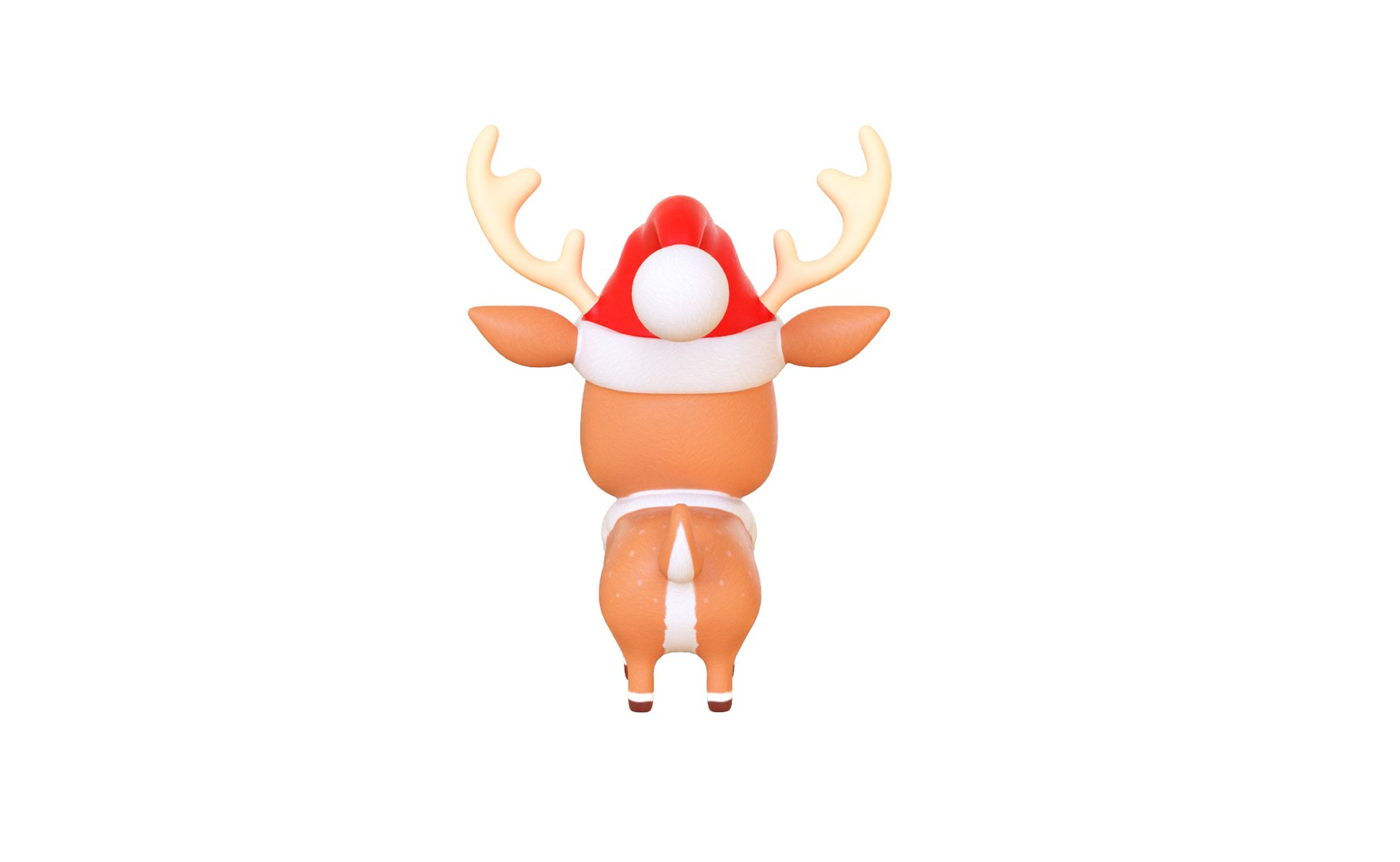 Cute Reindeer Wearing Santa Hat 3D 3D Model - TurboSquid 2319334