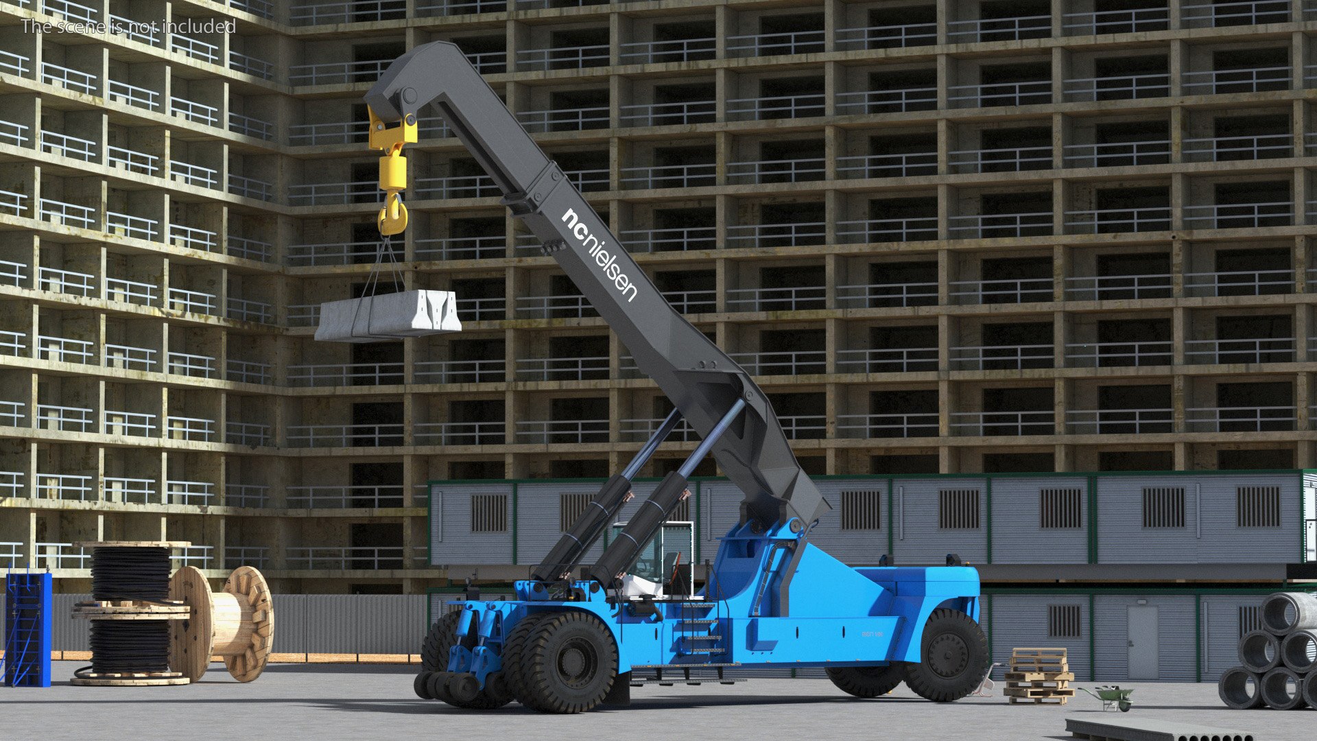 Reach Stacker Nielsen NCN 180TH Loads Concrete Barriers Rigged 3D Model ...