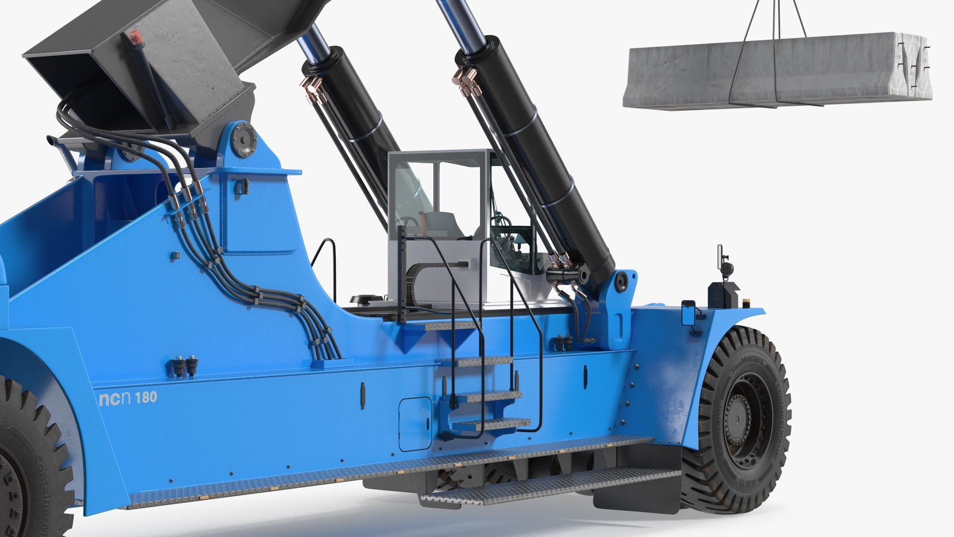 Reach Stacker Nielsen NCN 180TH Loads Concrete Barriers Rigged 3D Model ...