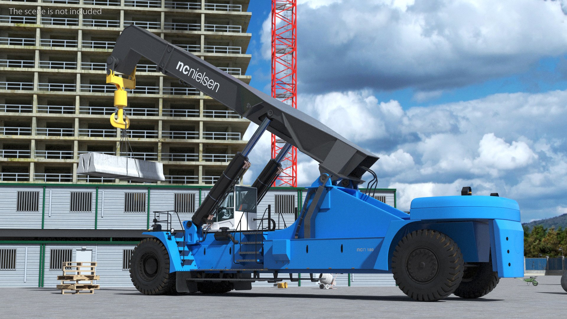 Reach Stacker Nielsen NCN 180TH Loads Concrete Barriers Rigged 3D Model ...