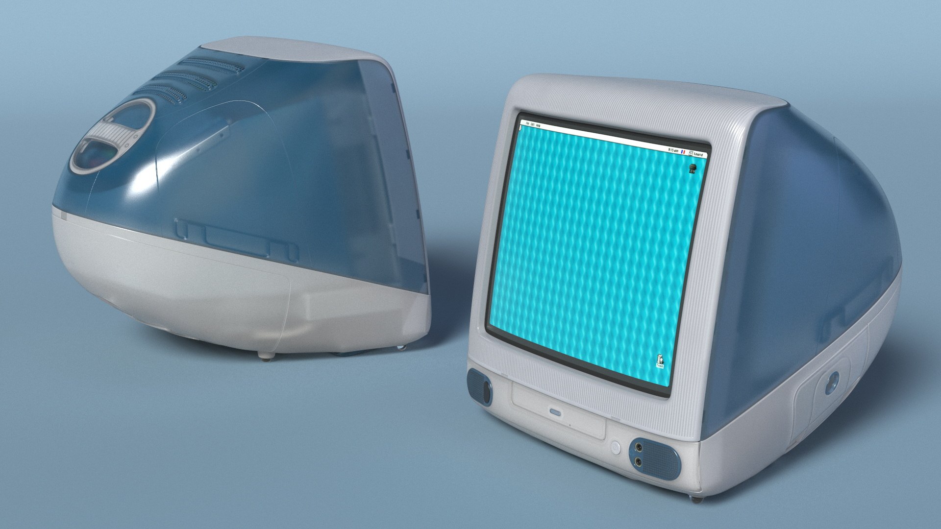 Vintage All-in-One Computer Blue 3D Model - TurboSquid 2382257