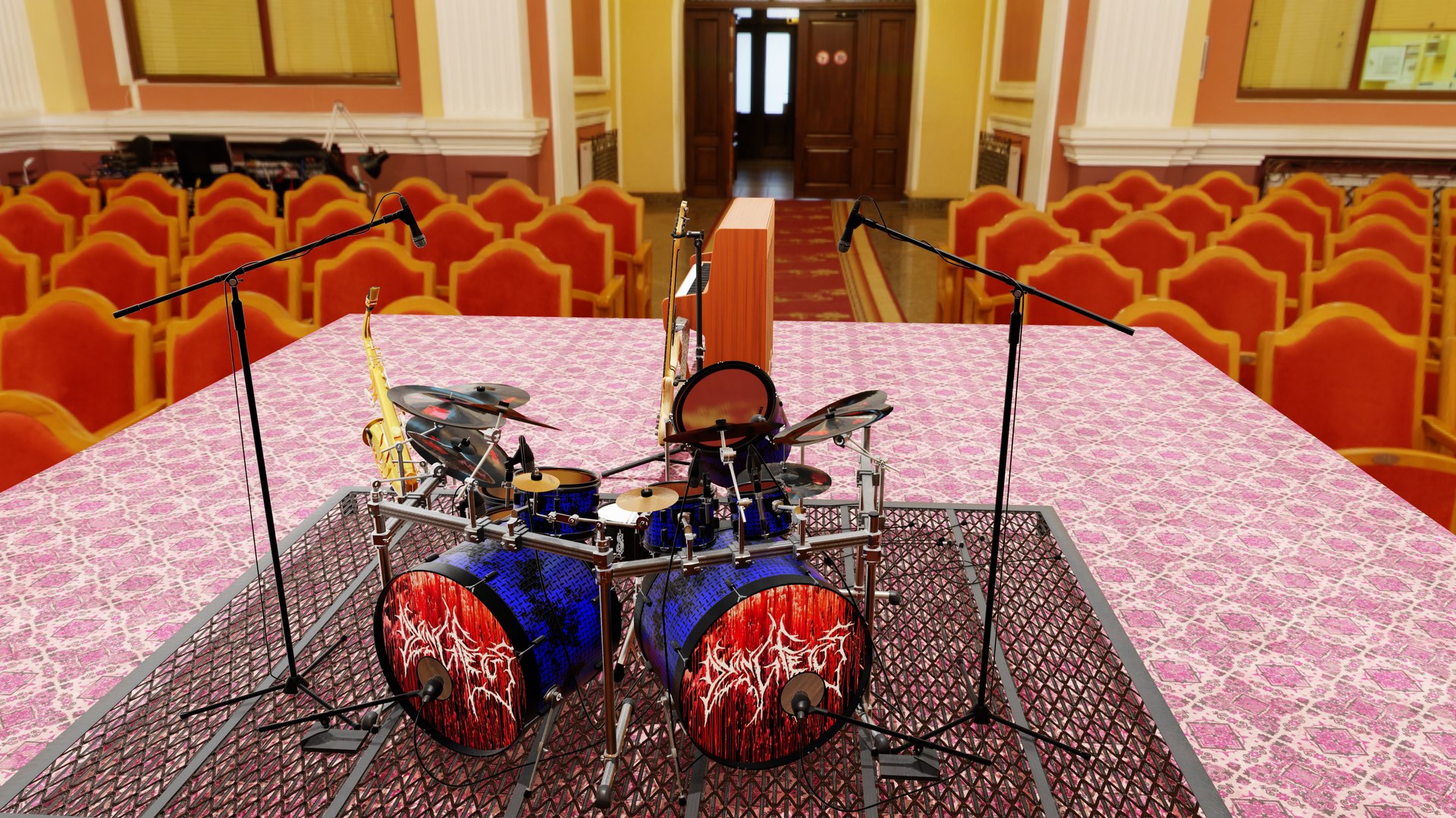 3D Realistic Music Instruments 3D Pack Piano Drums Guitar Saxophone ...