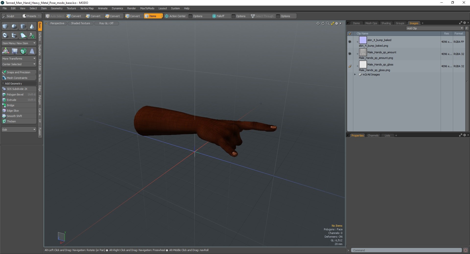3D Model Tanned Man Hand Heavy Metal Pose - TurboSquid 2195953