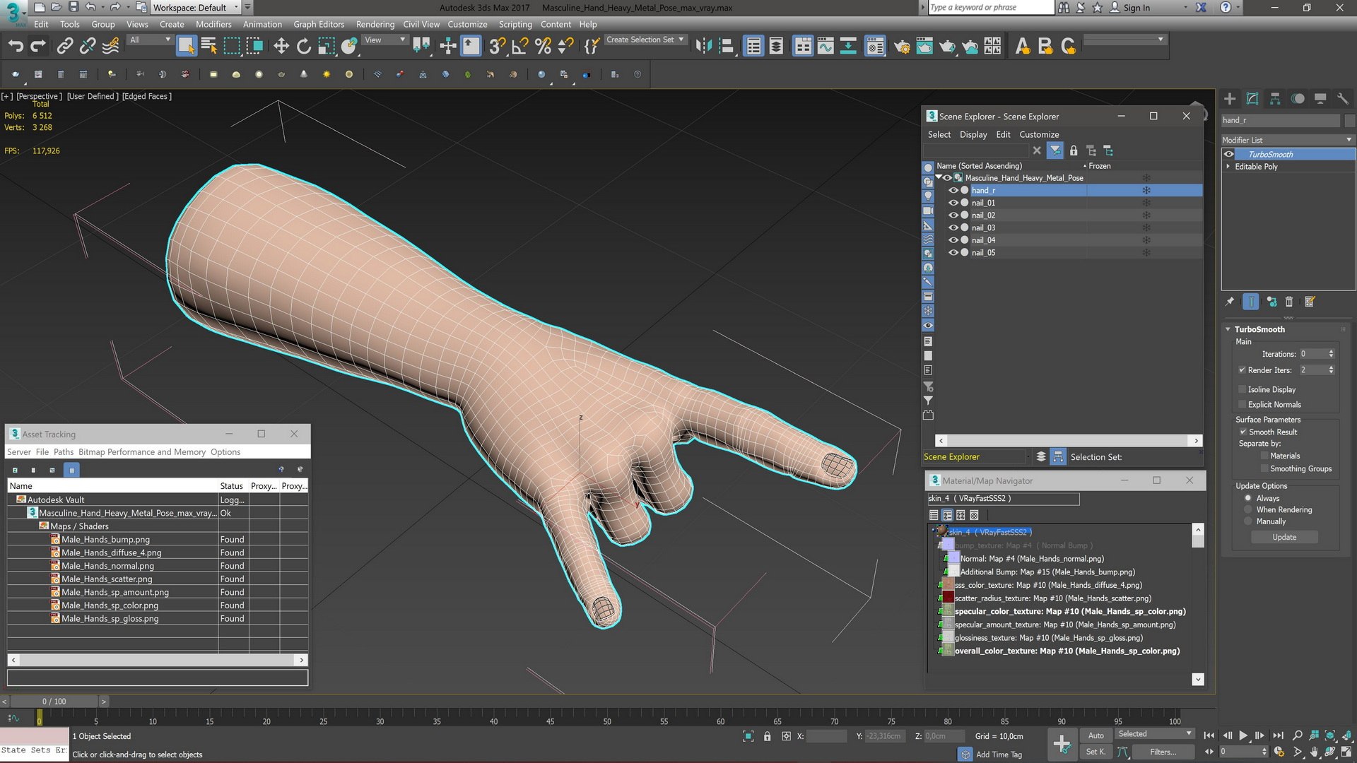 3D Model Tanned Man Hand Heavy Metal Pose - TurboSquid 2195953