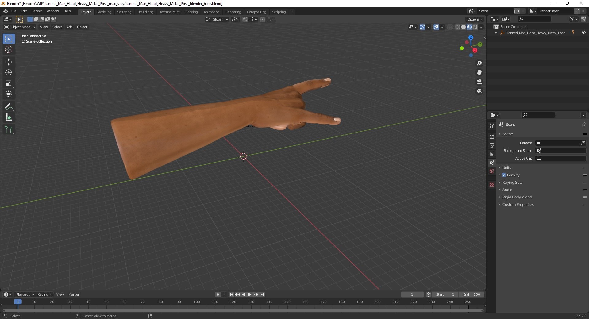 3D Model Tanned Man Hand Heavy Metal Pose - TurboSquid 2195953