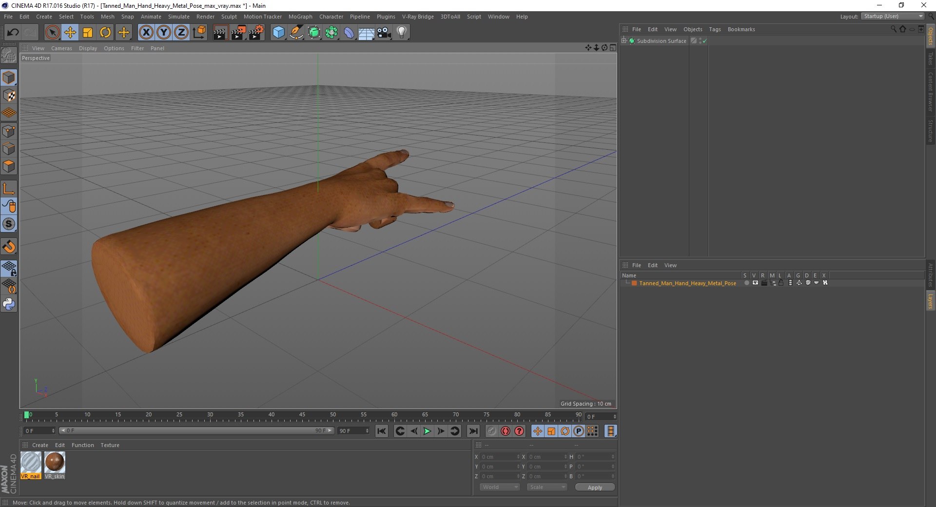 3D Model Tanned Man Hand Heavy Metal Pose - TurboSquid 2195953