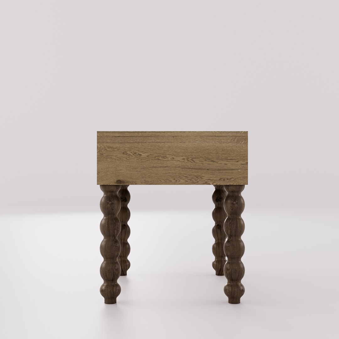 Rustic Scandinavian Nightstand With Turned Legs Model - TurboSquid 2552057