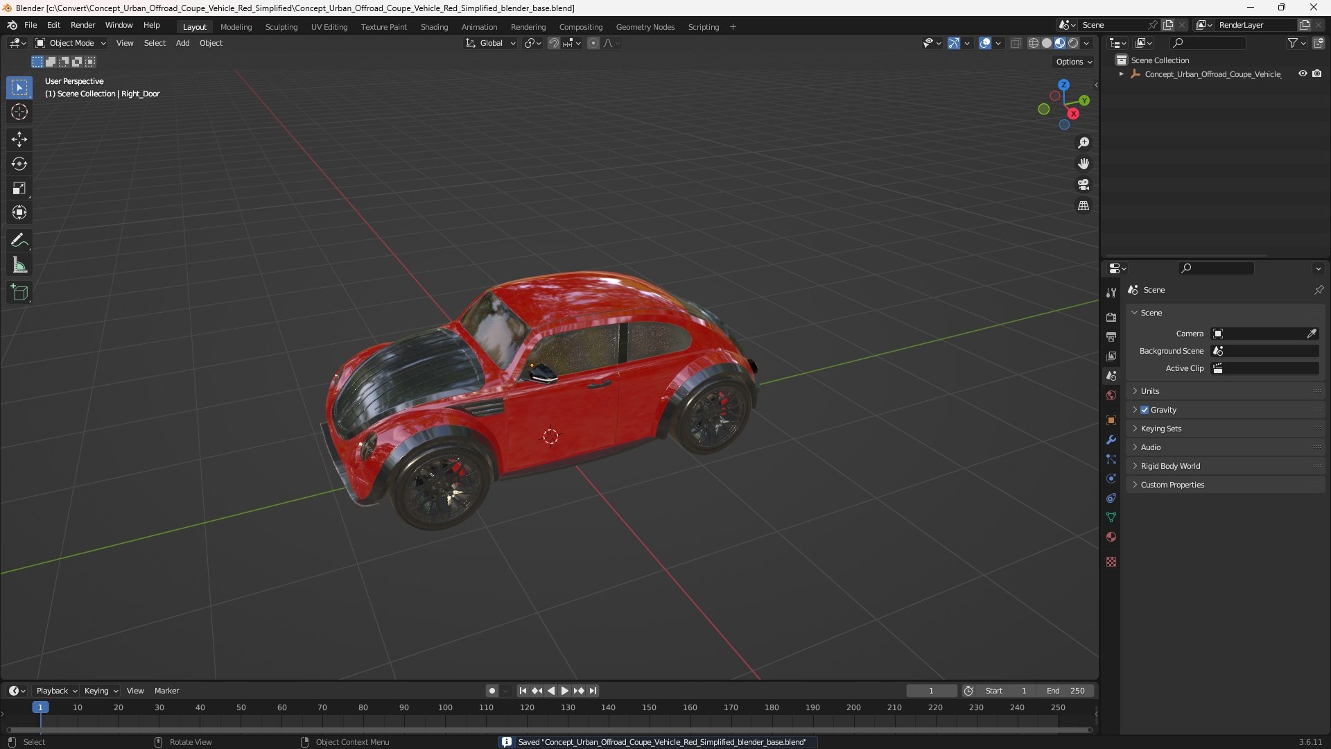 3D Concept Urban Offroad Coupe Vehicle Red Simplified - TurboSquid 2509339