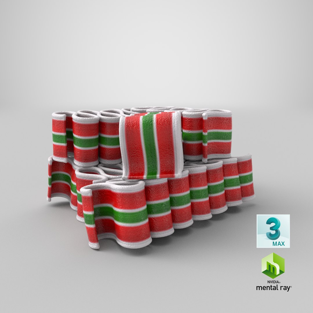3D realistic christmas ribbon candy - TurboSquid 1468847