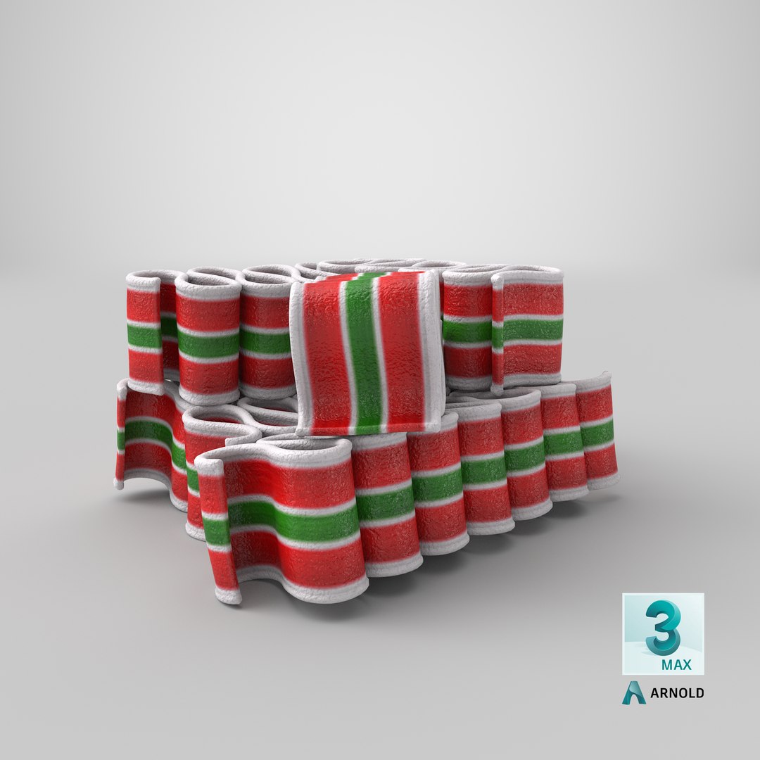 3D realistic christmas ribbon candy - TurboSquid 1468847