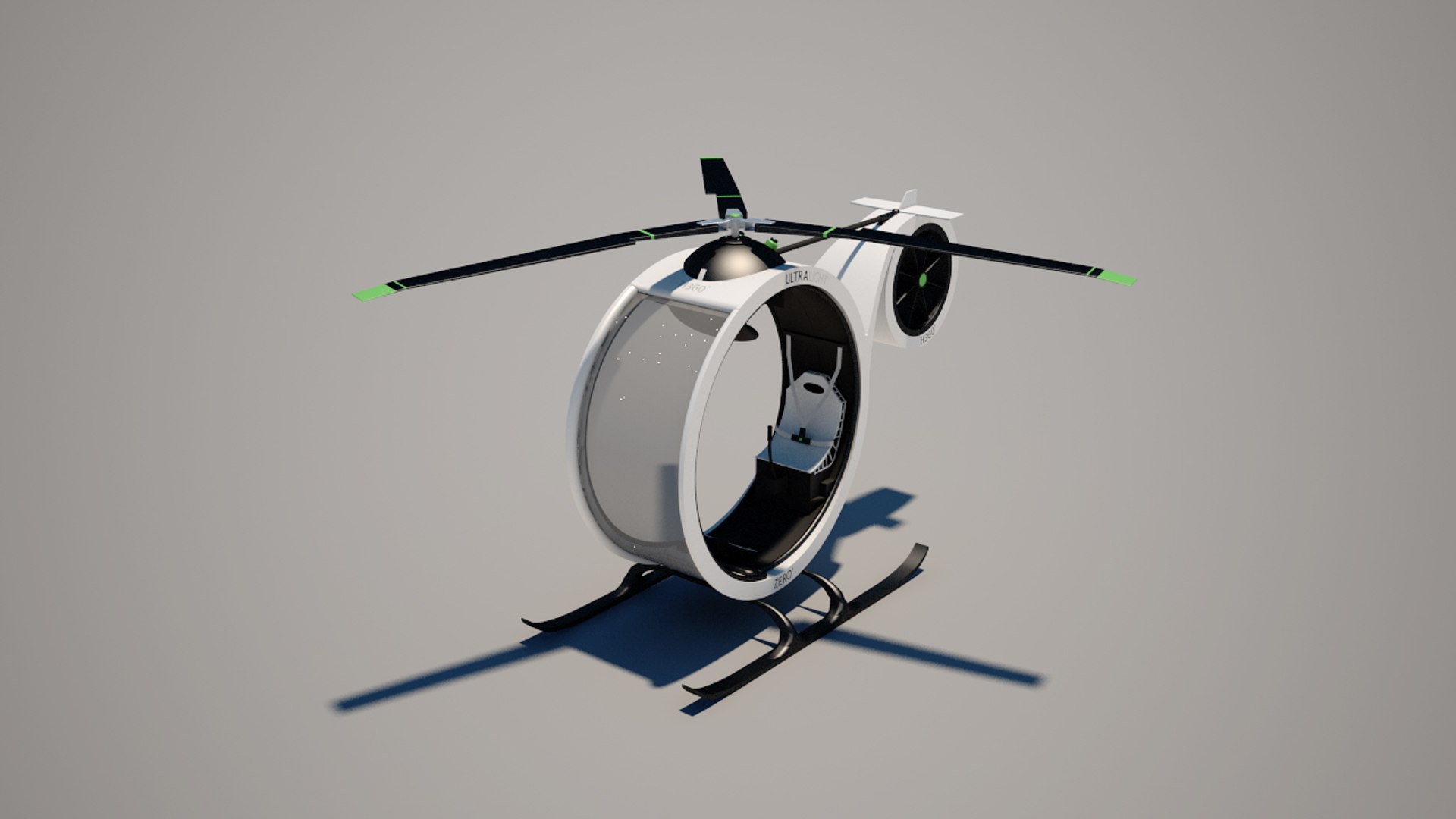 ultra light helicopter animation 3d model