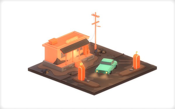 Gas Station Low Poly 3D model - TurboSquid 1946459