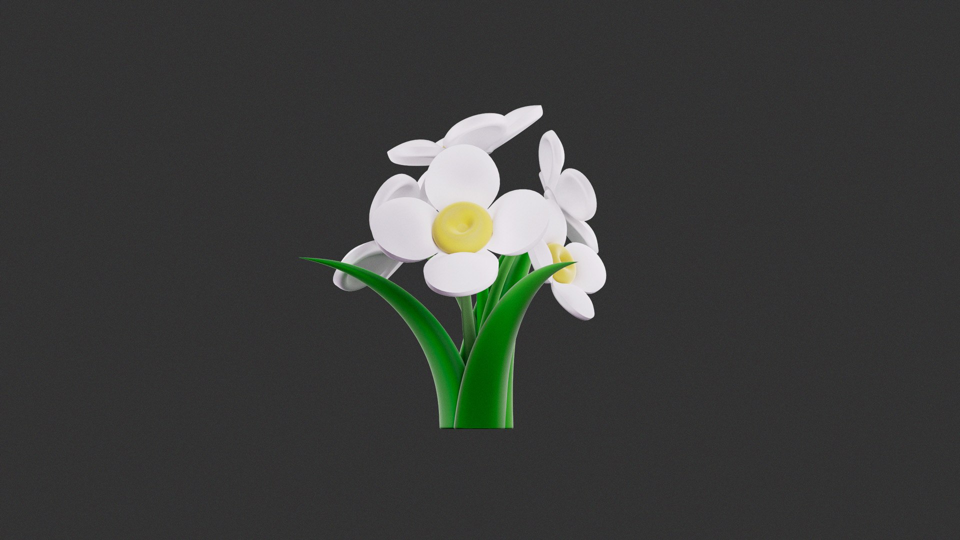 3D Cartoon Flower Daffodil Bunch - TurboSquid 2192688