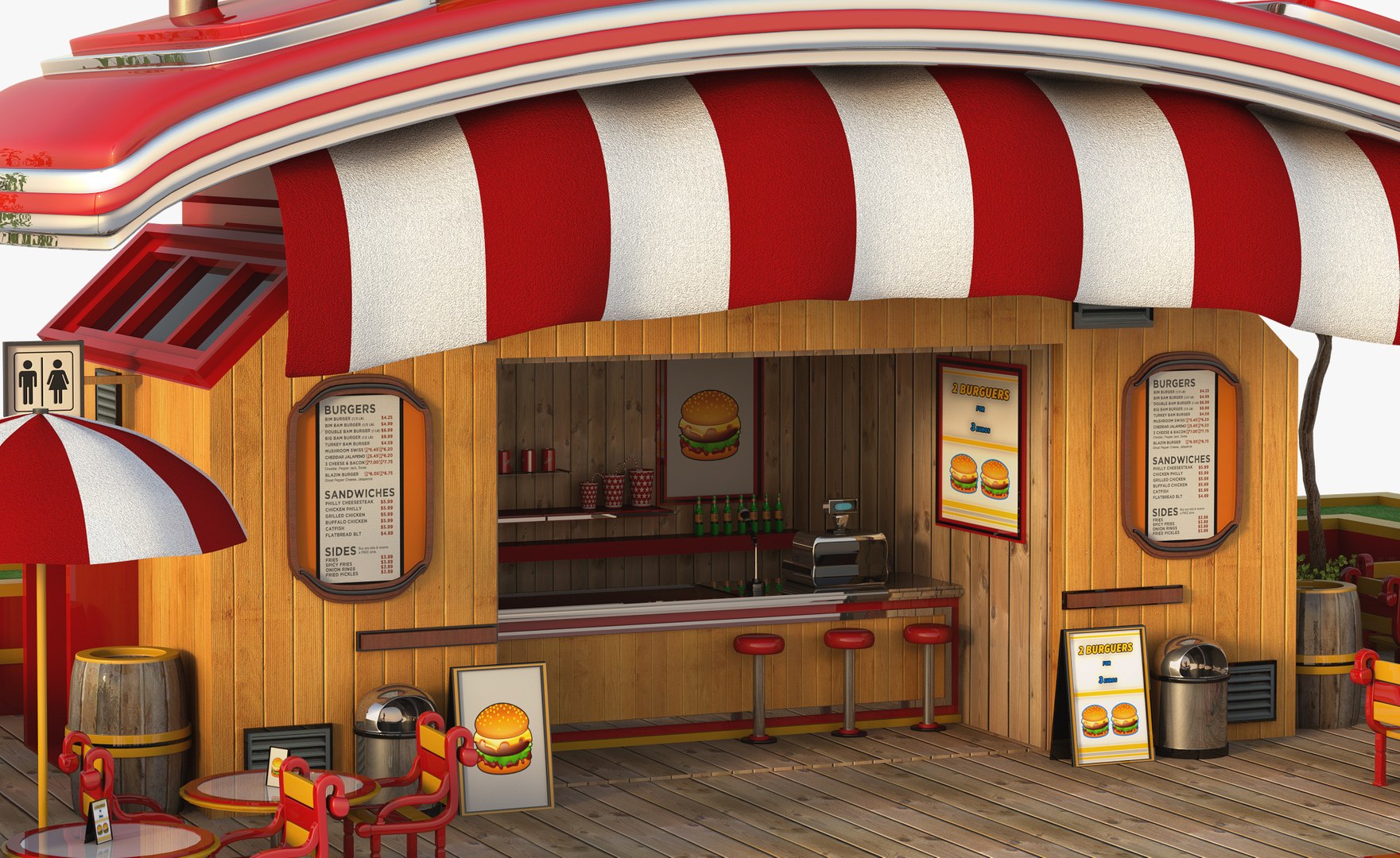3D Burger Cartoon Model - TurboSquid 1305920