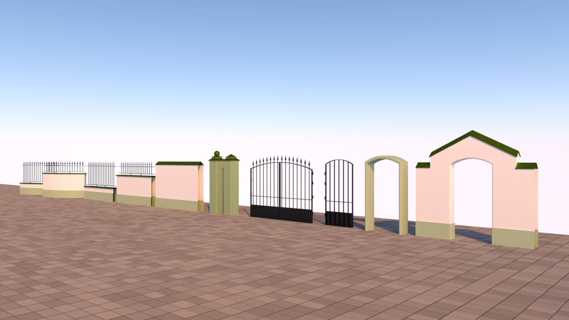 3D Model Outdoor Walls Fences Gates - TurboSquid 1159643