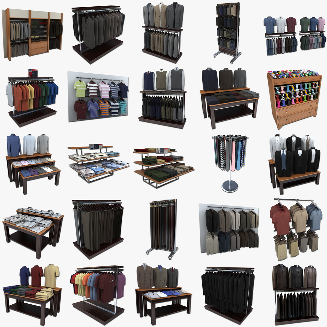 mens dress clothing displays 3d model
