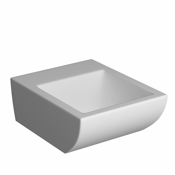 3D wall hung square wash basin model - TurboSquid 1694222