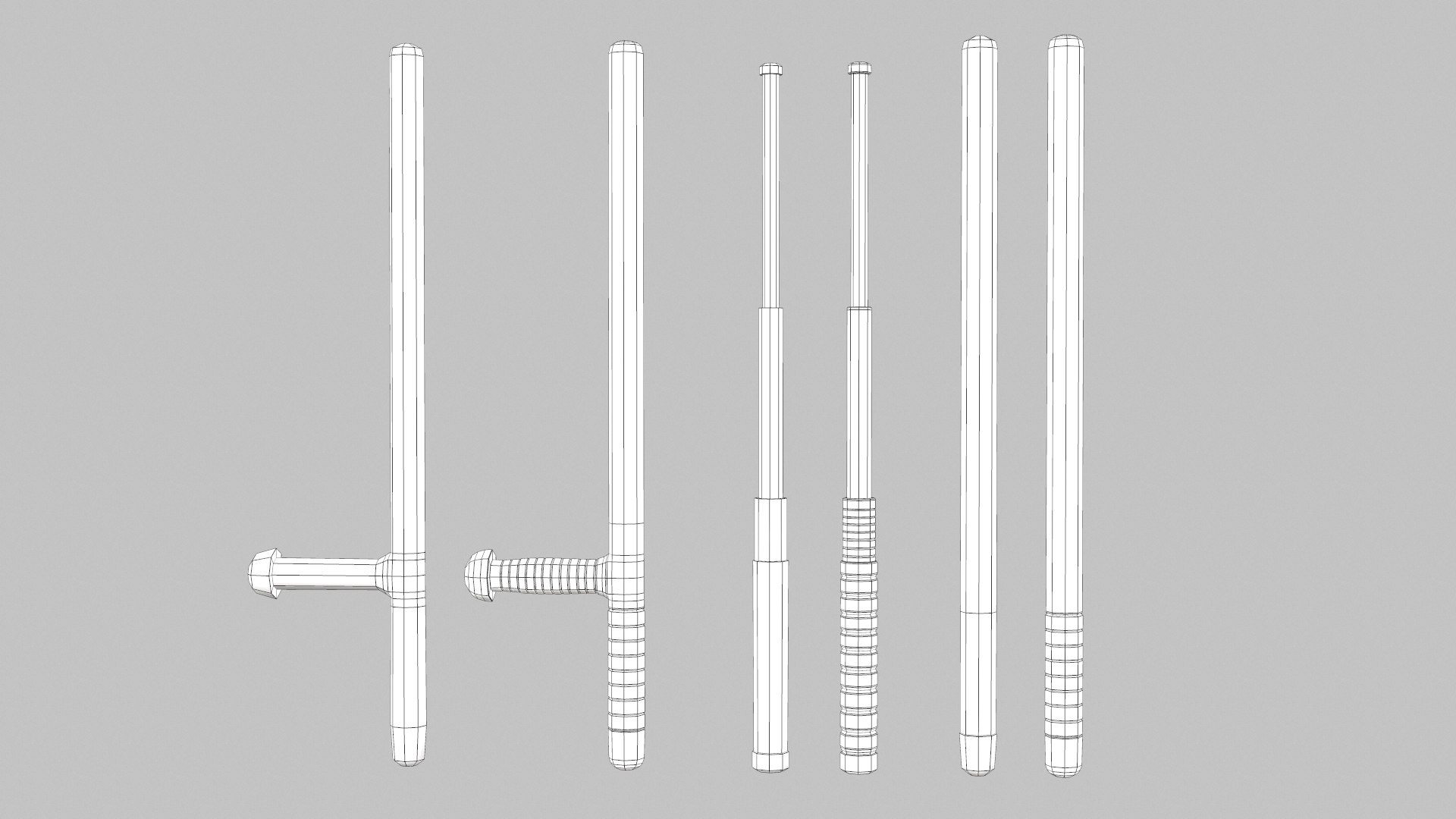 3d Model Batons Shield Pack 1