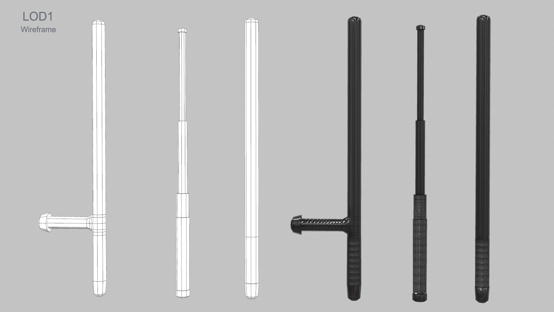 3d Model Batons Shield Pack 1