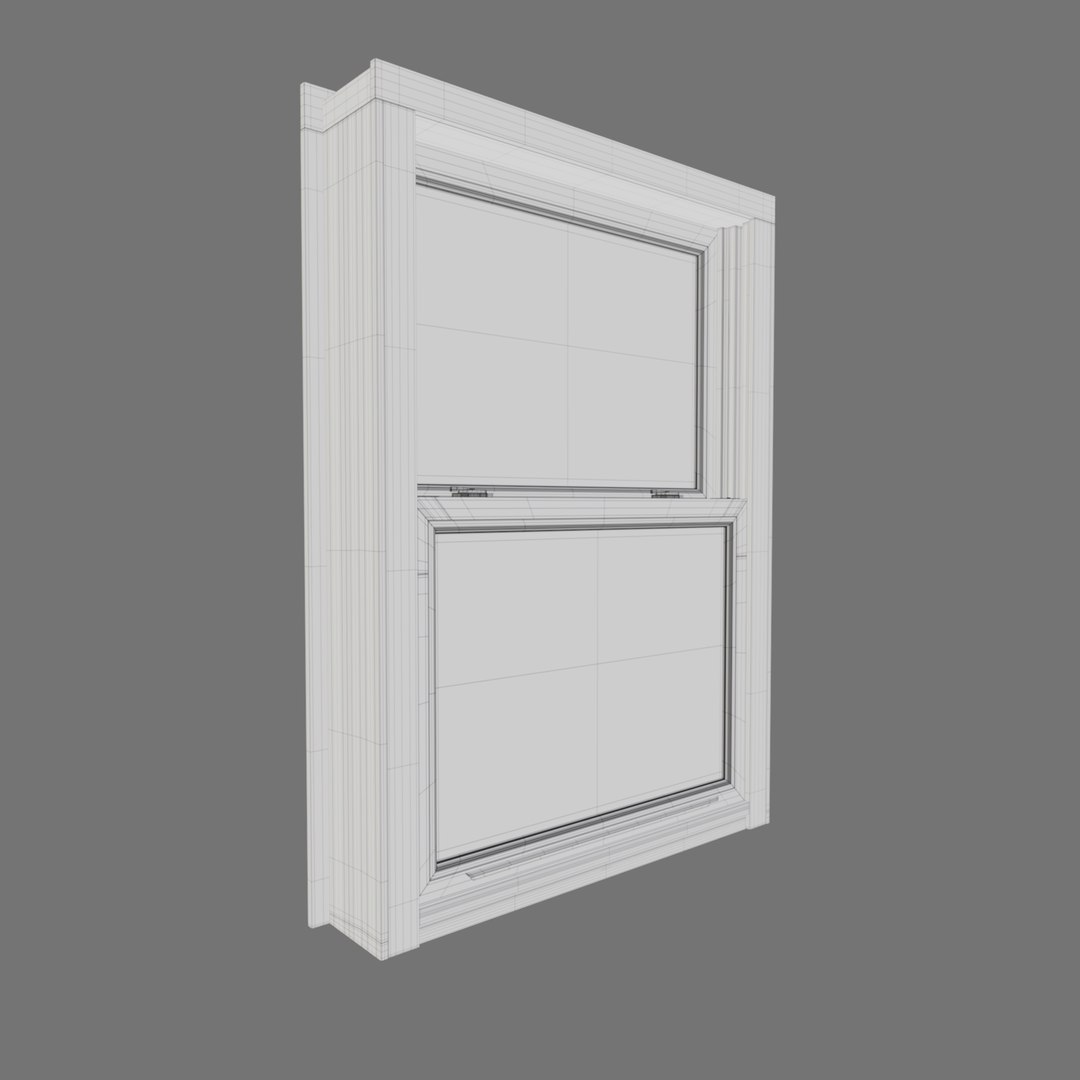 3D Window American Style Double Hung Slider Pvc 200x150cm Model ...