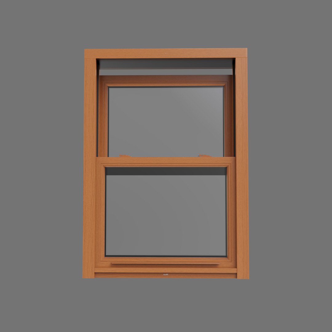 3D Window American Style Double Hung Slider Pvc 200x150cm Model ...