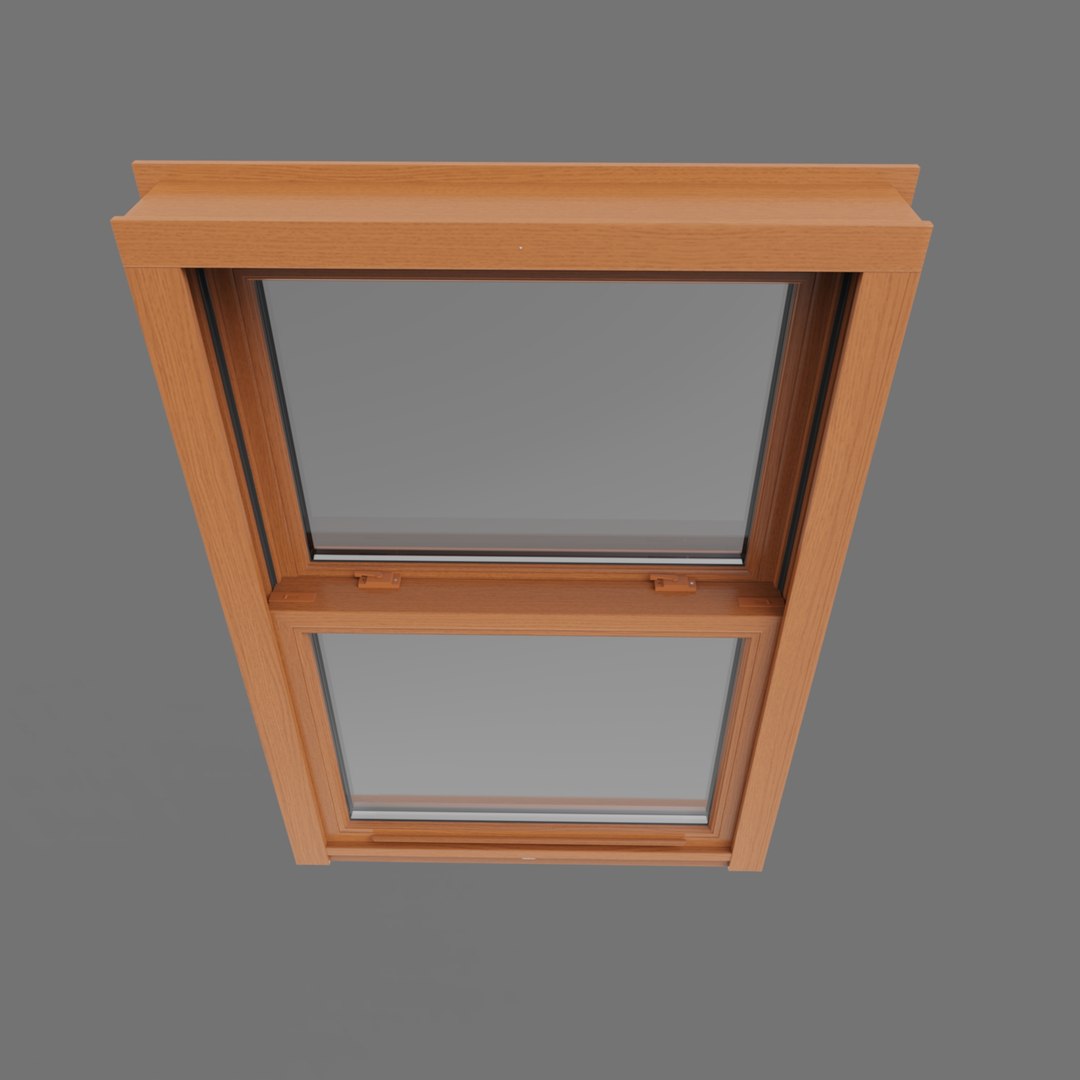3D Window American Style Double Hung Slider Pvc 200x150cm Model ...