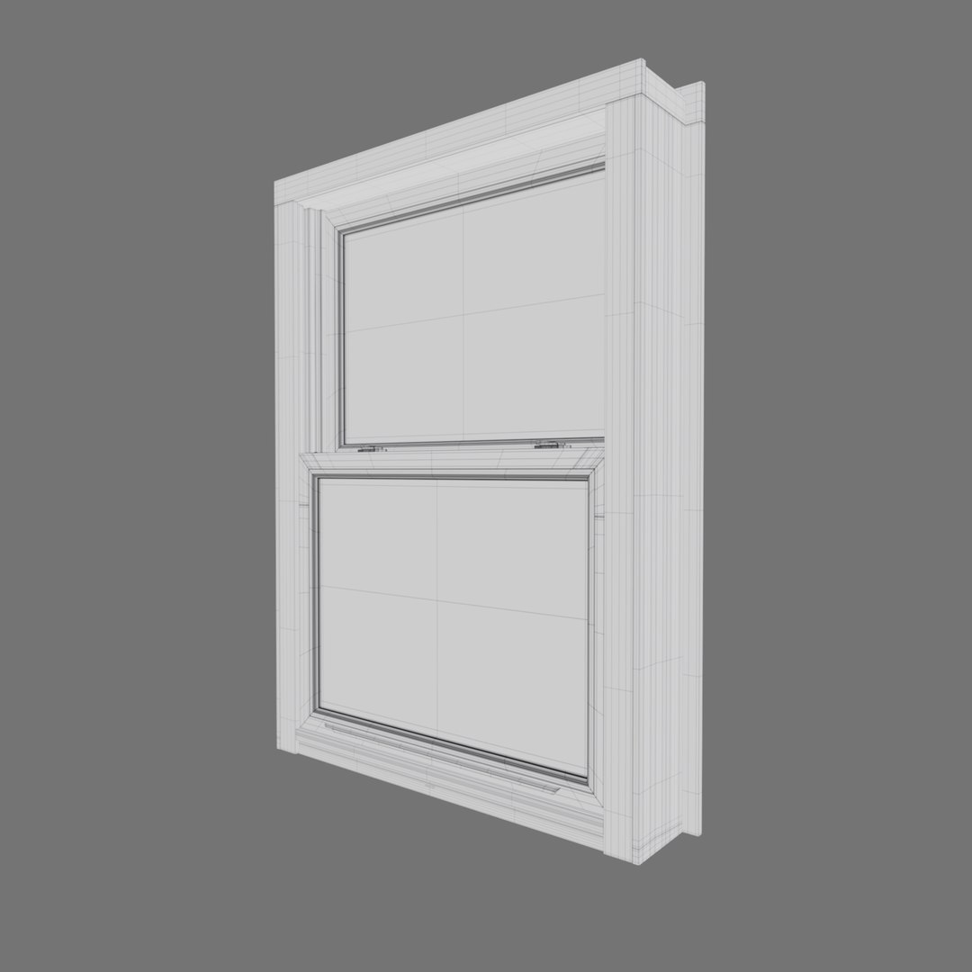 3D Window American Style Double Hung Slider Pvc 200x150cm Model ...