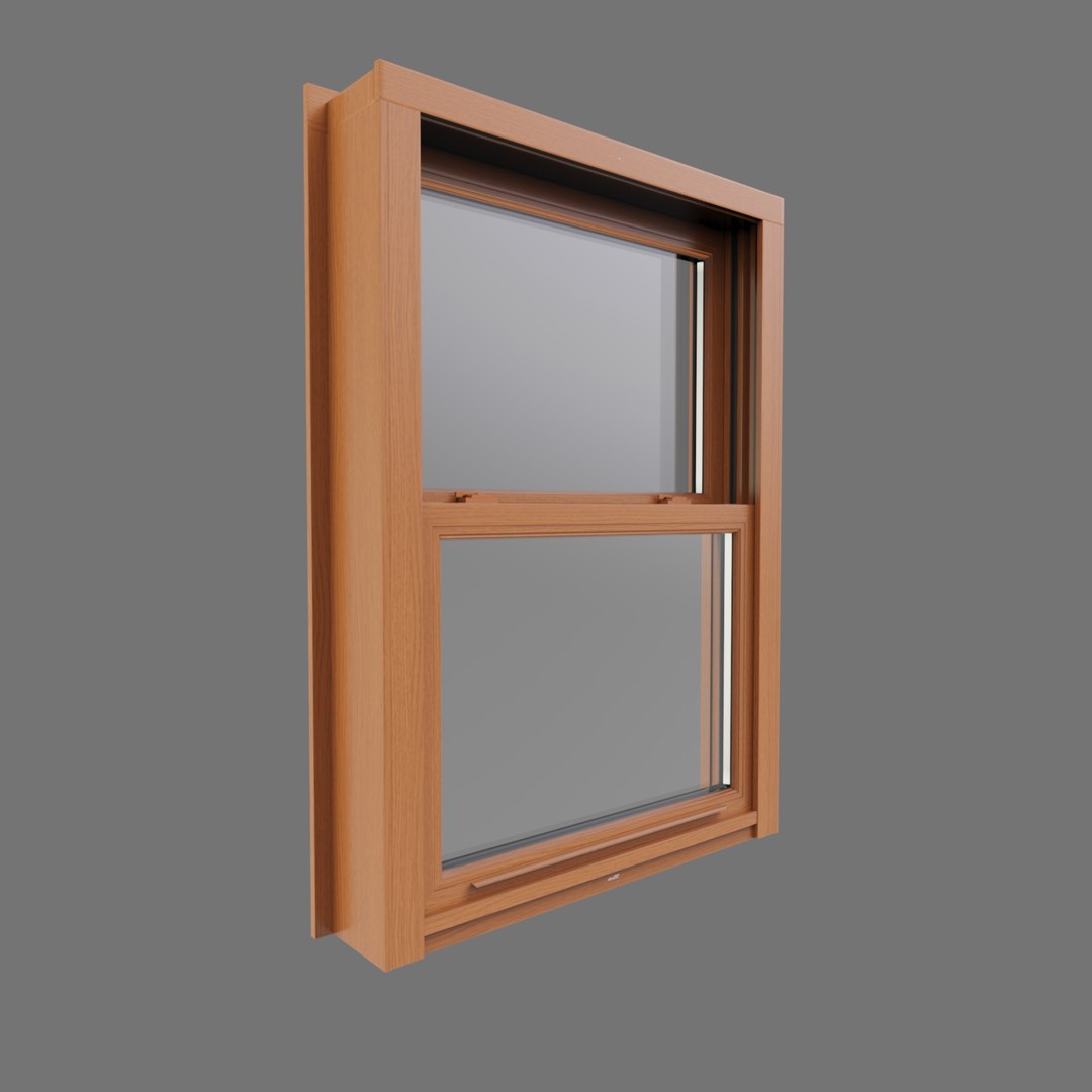 3D Window American Style Double Hung Slider Pvc 200x150cm Model ...