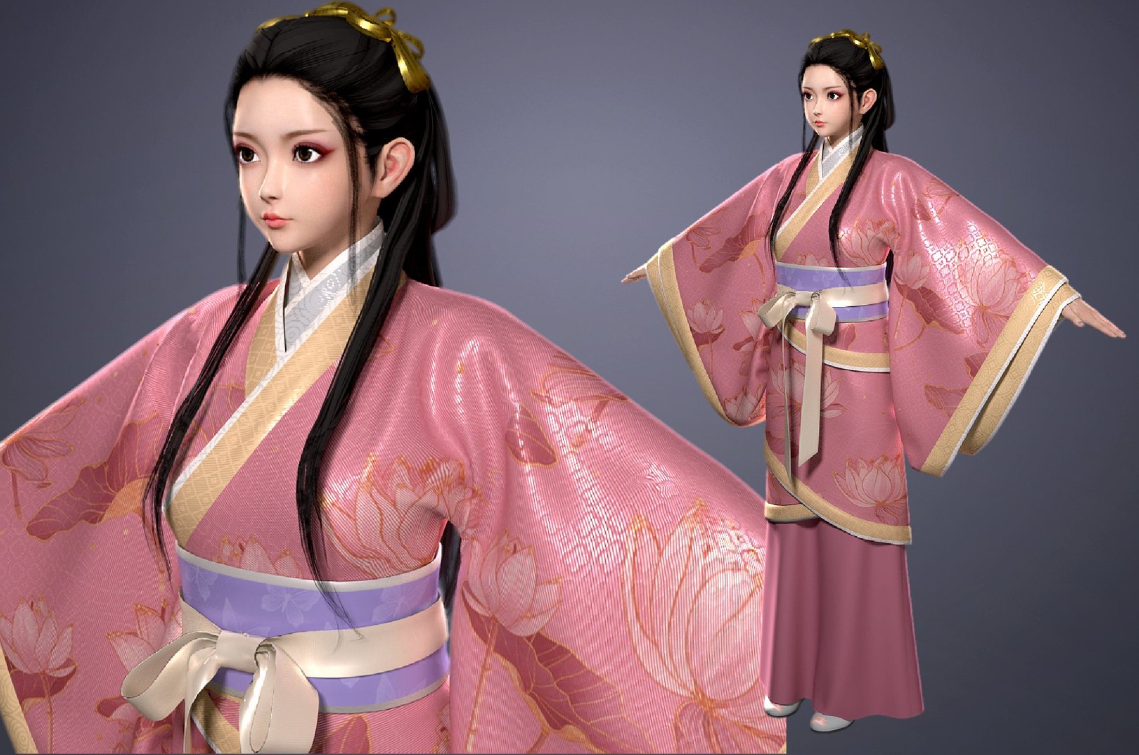 Ancient Chinese Girls Ancient Costumes 3D Model - TurboSquid 2202694
