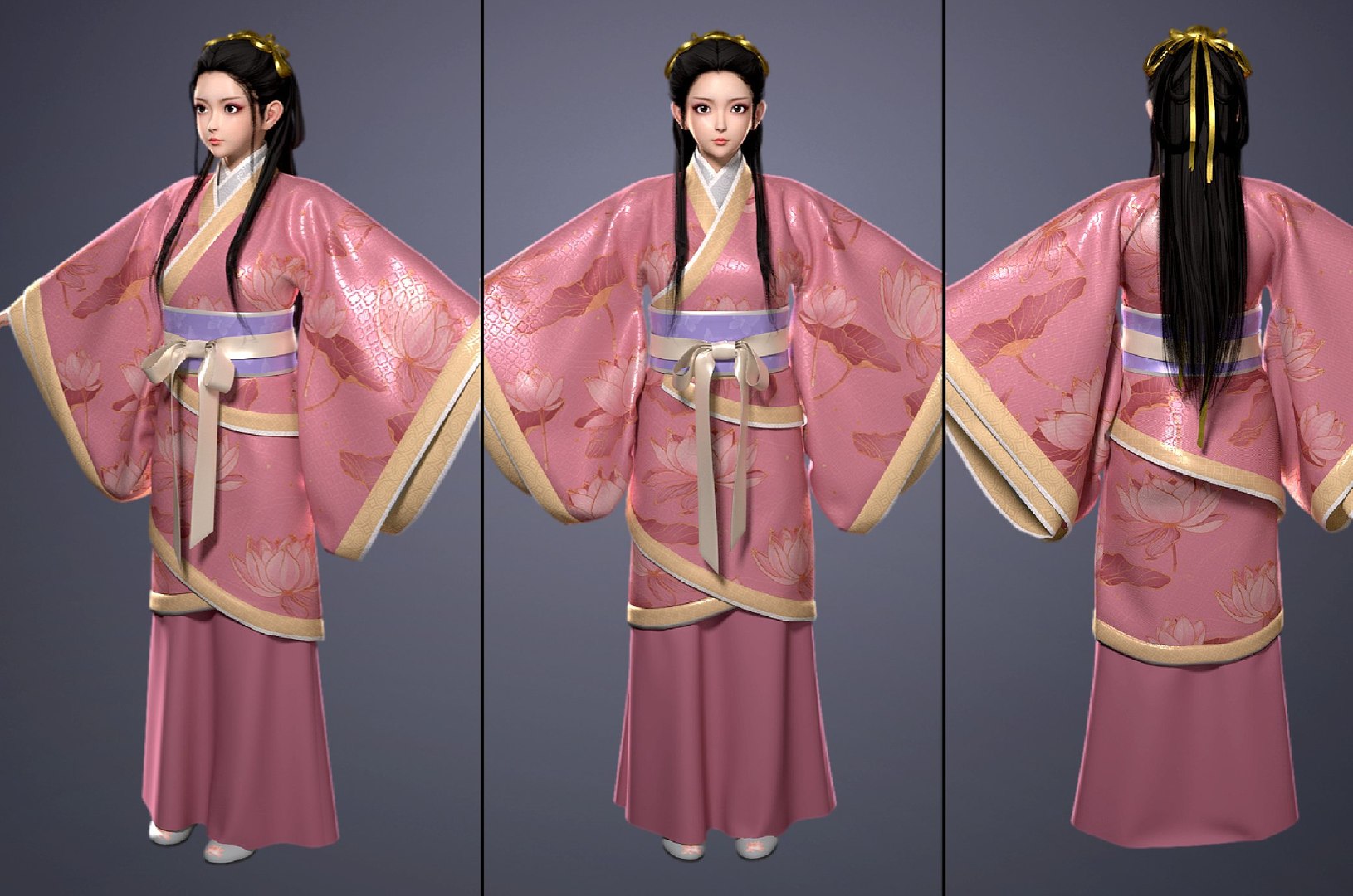 Ancient Chinese Girls Ancient Costumes 3D Model - TurboSquid 2202694