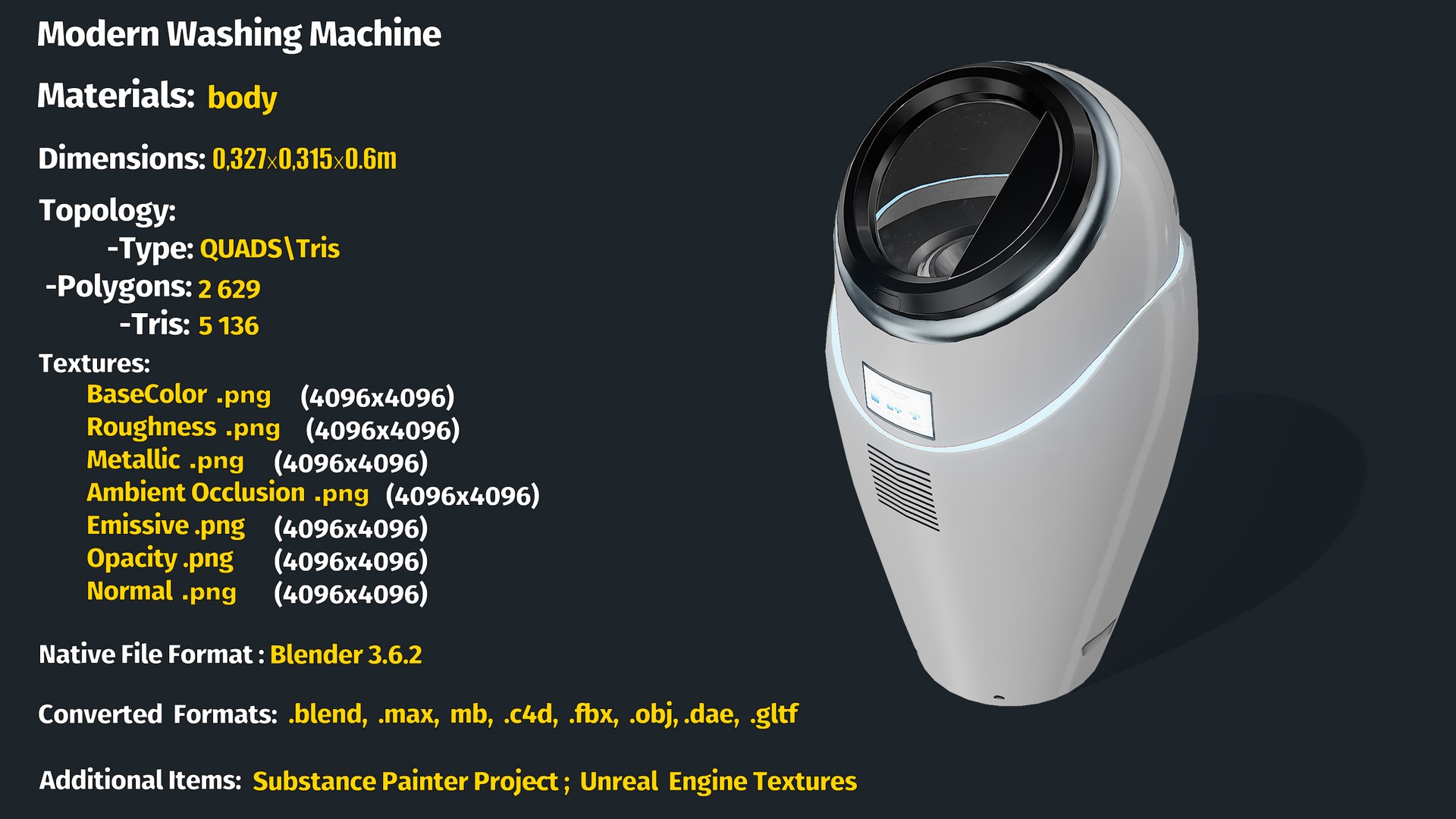Modern Washing Machine 3D - TurboSquid 2119671