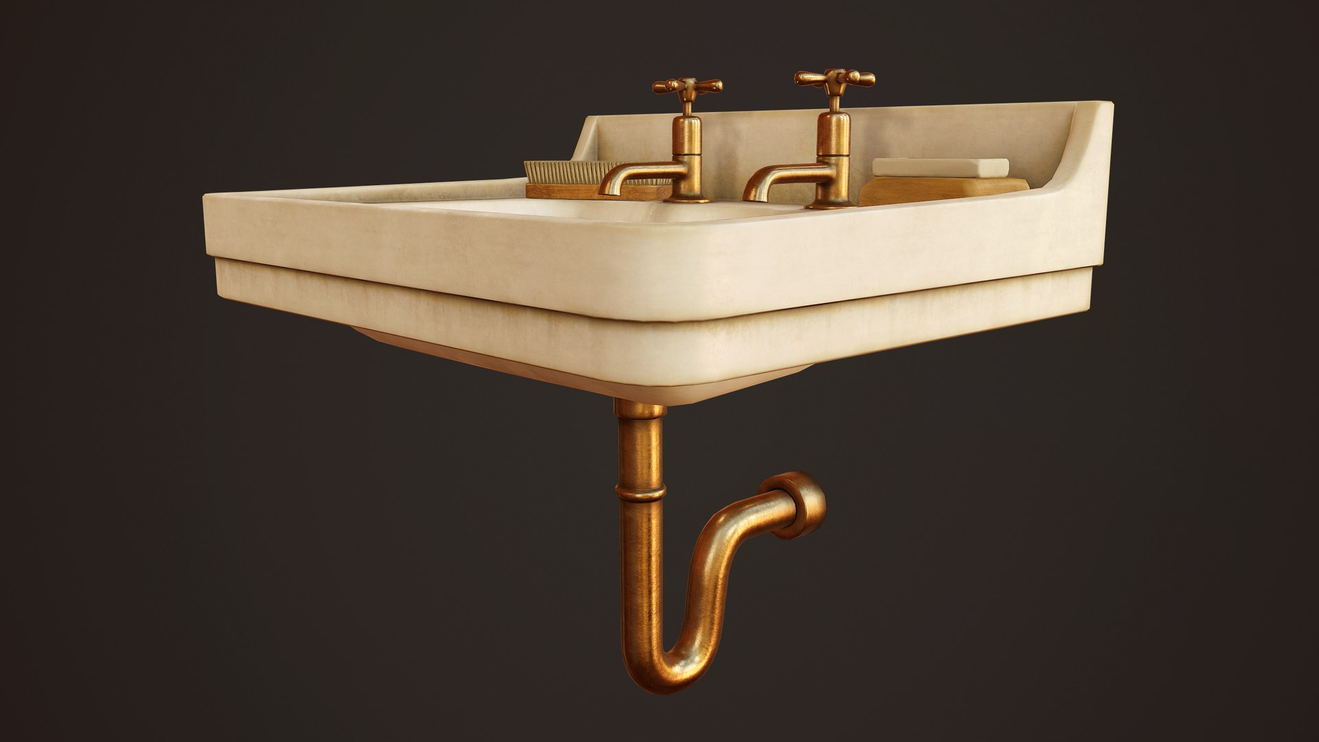Victorian Sink And Bath Props - PBR Game Ready 3D Model - TurboSquid ...