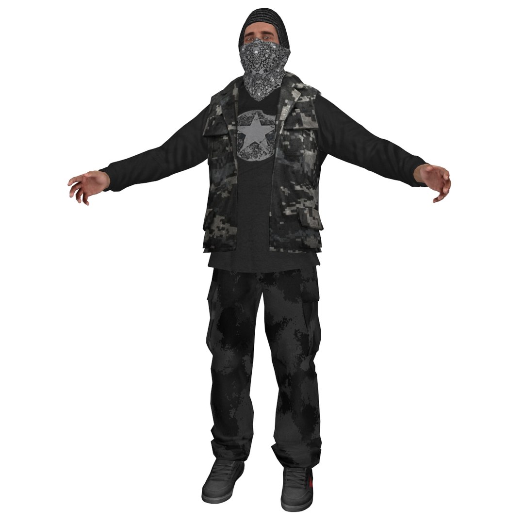 Rebel Guerrilla Man 3d Model