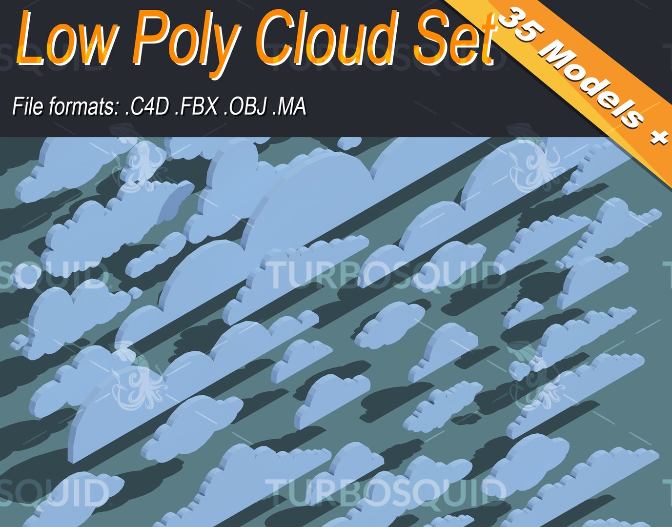 Low Poly Cloud Set Isometric 3D Model - TurboSquid 1721649