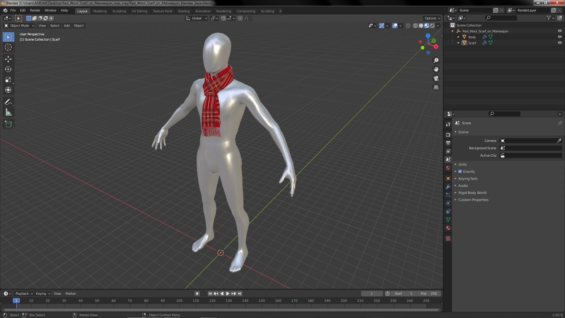 Red Wool Scarf On Mannequin 3D Model - TurboSquid 2112230