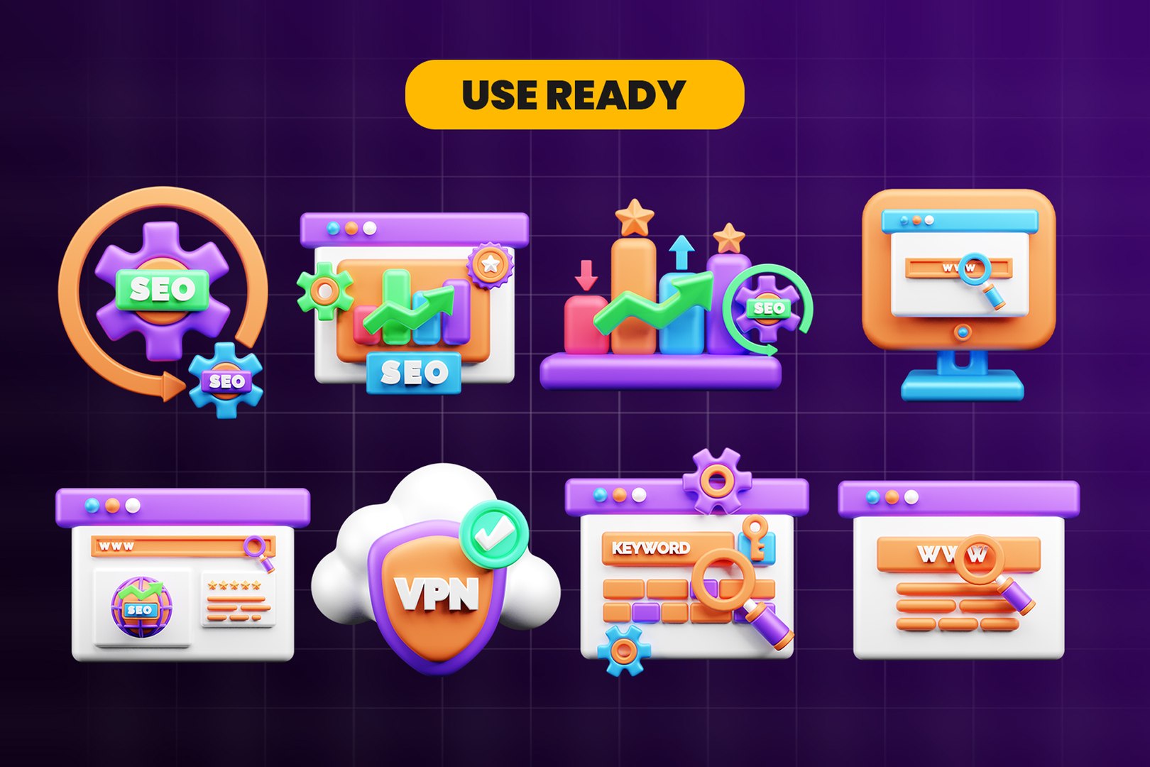 3D SEO And WEB 3d Illustration Icon Pack - TurboSquid 2245484