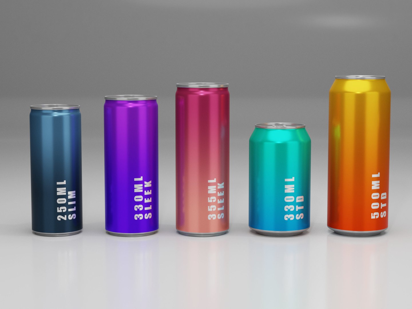 Realistic Aluminium Beverage Can Real Size Collection 3D Model ...