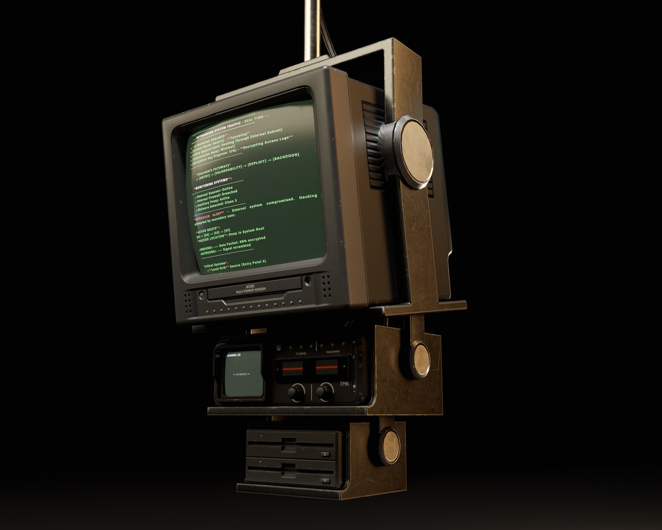 3D Model Sci-Fi Retro Monitors Ceiling Mount - TurboSquid 2403769