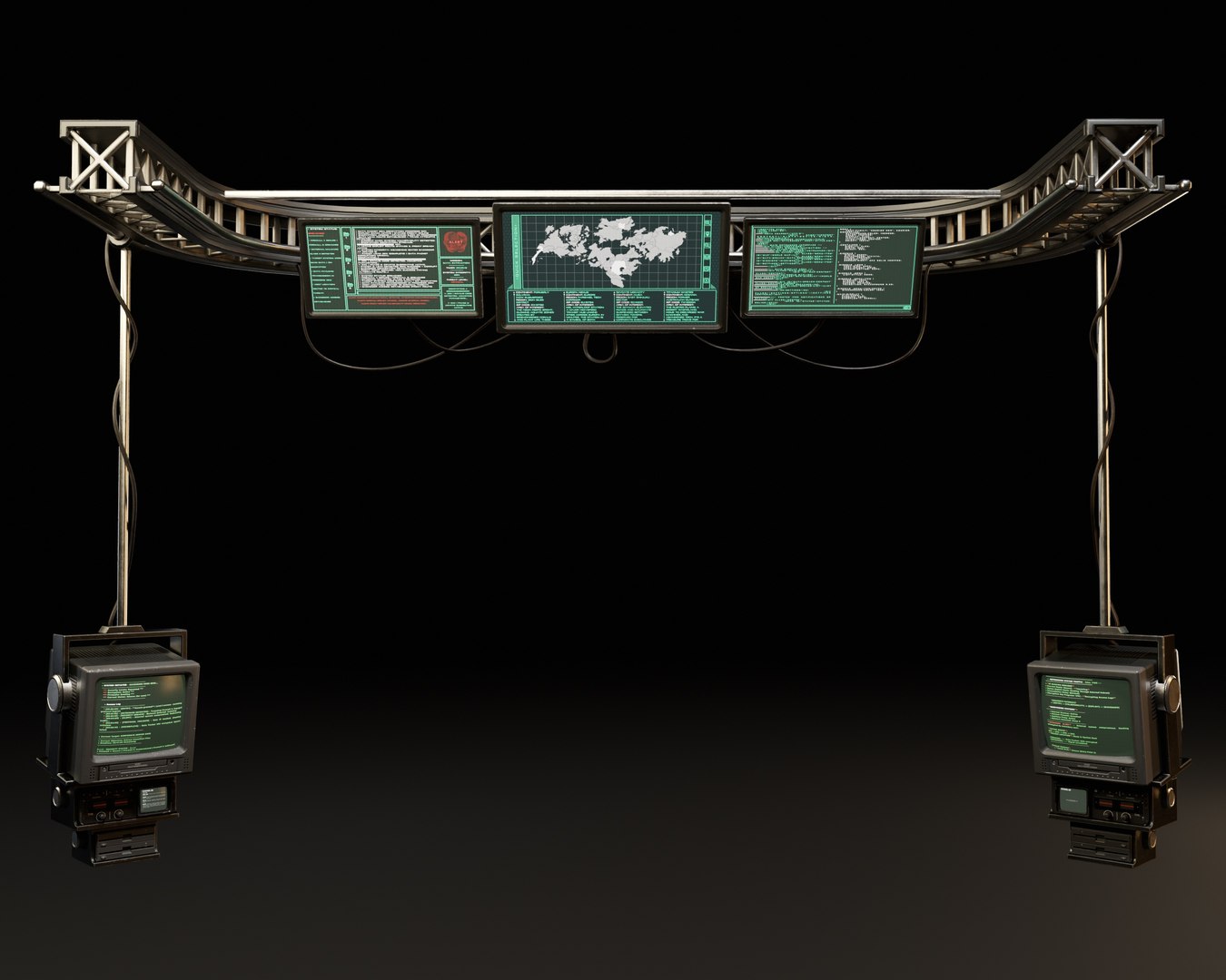 3D Model Sci-Fi Retro Monitors Ceiling Mount - TurboSquid 2403769