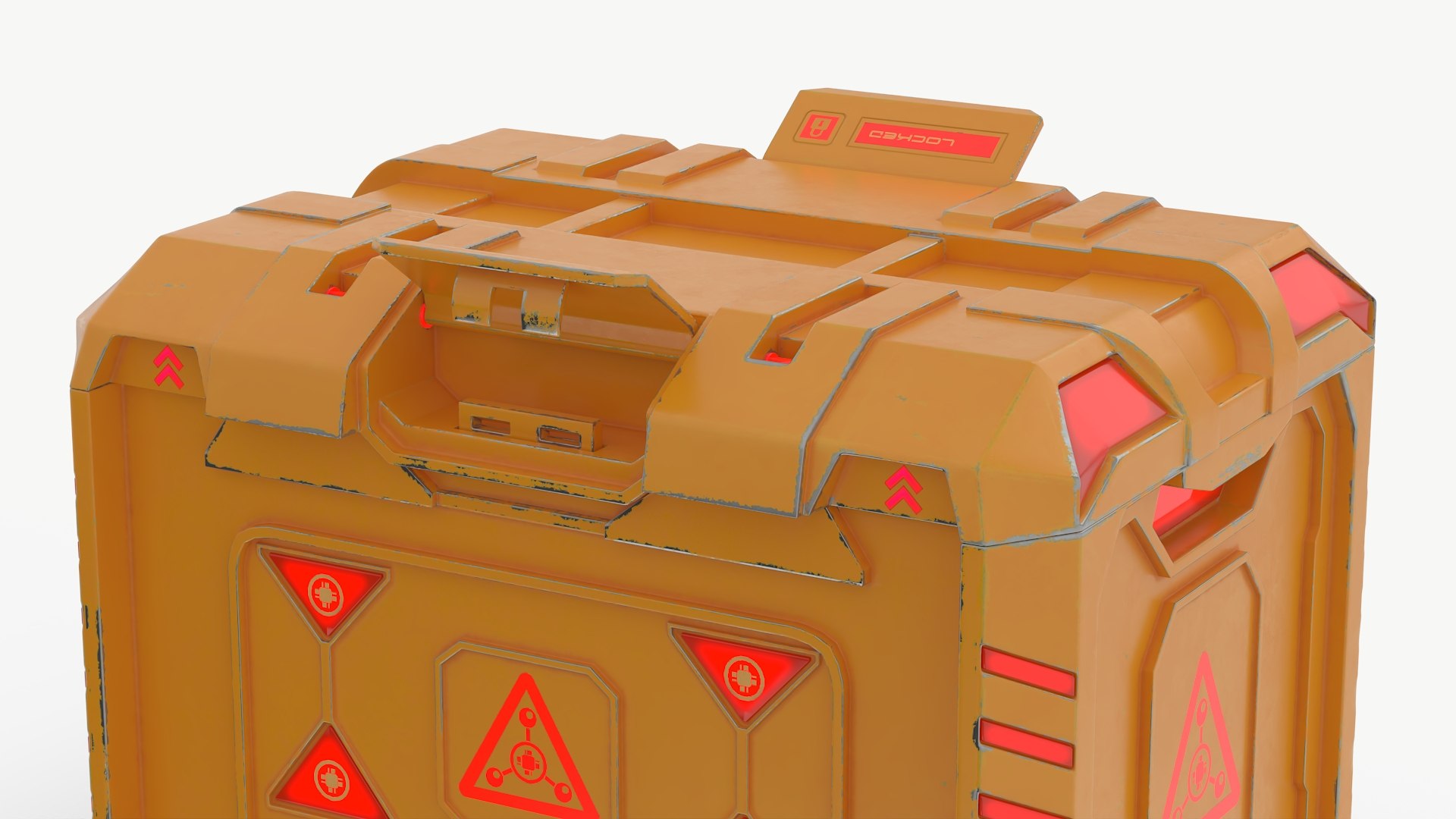 3D Sci-Fi Storage Crate Orange Locked - TurboSquid 2349203