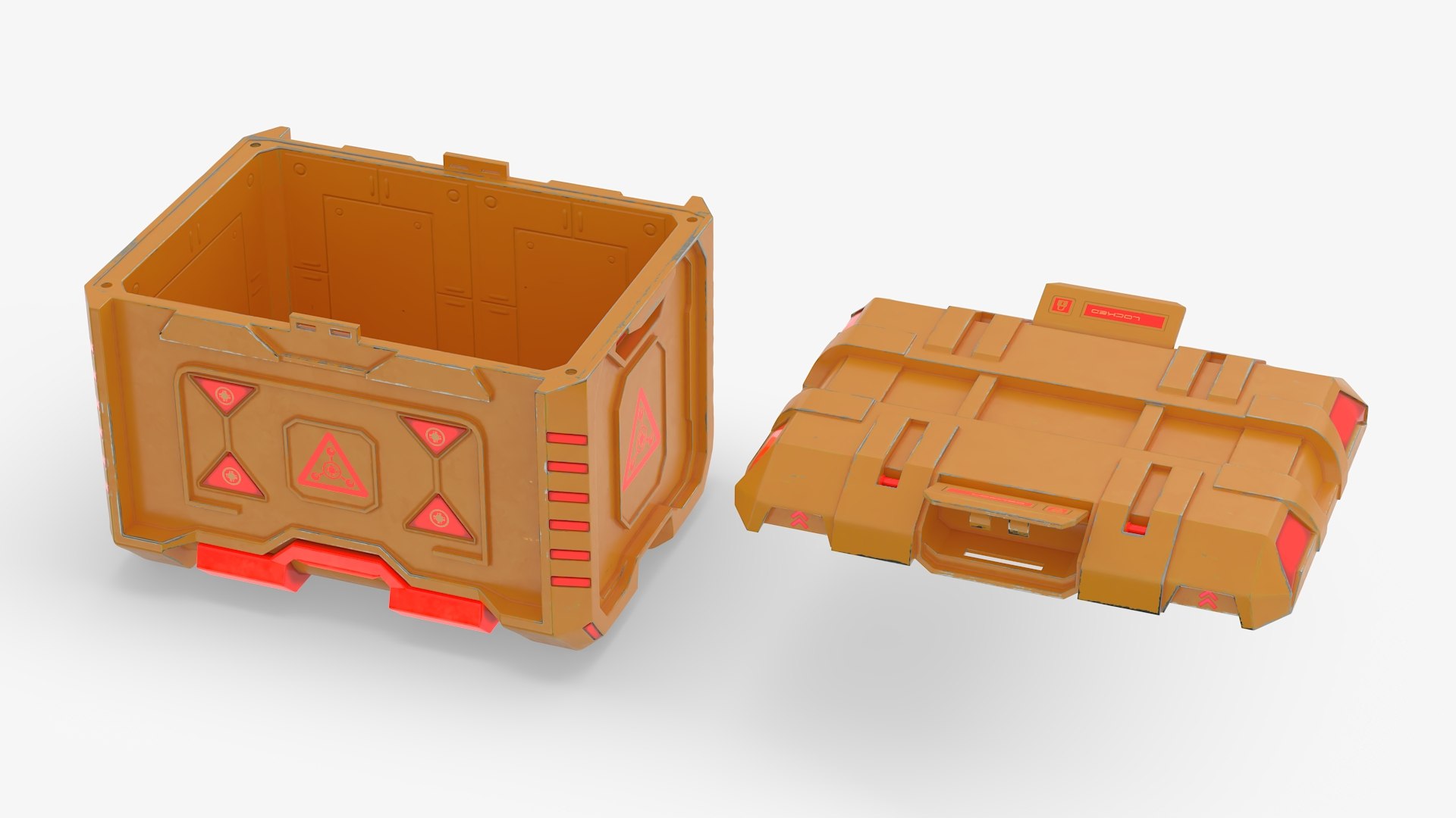 3D Sci-Fi Storage Crate Orange Locked - TurboSquid 2349203